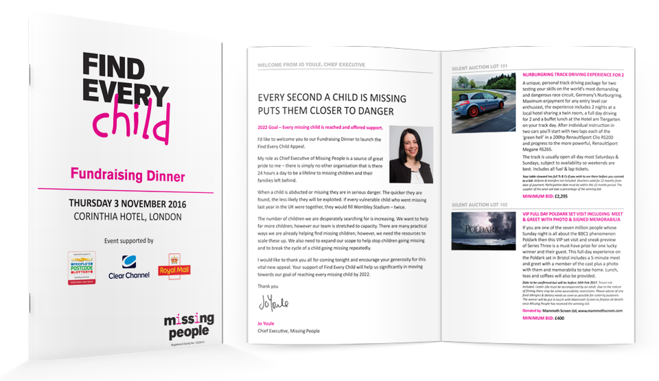 Charity auction brochure design | Lee Batchelor